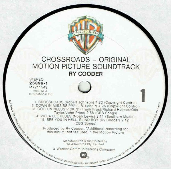 Soundtrack - Crossroads Original Motion Picture Soundtrack Vinyl LP (U ...