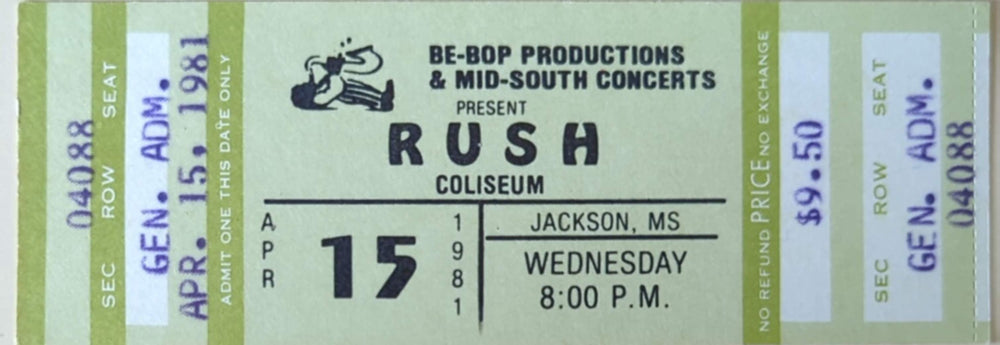 Rush - 1981 Original Vintage Concert Ticket GA 04088 – Rockaway Records