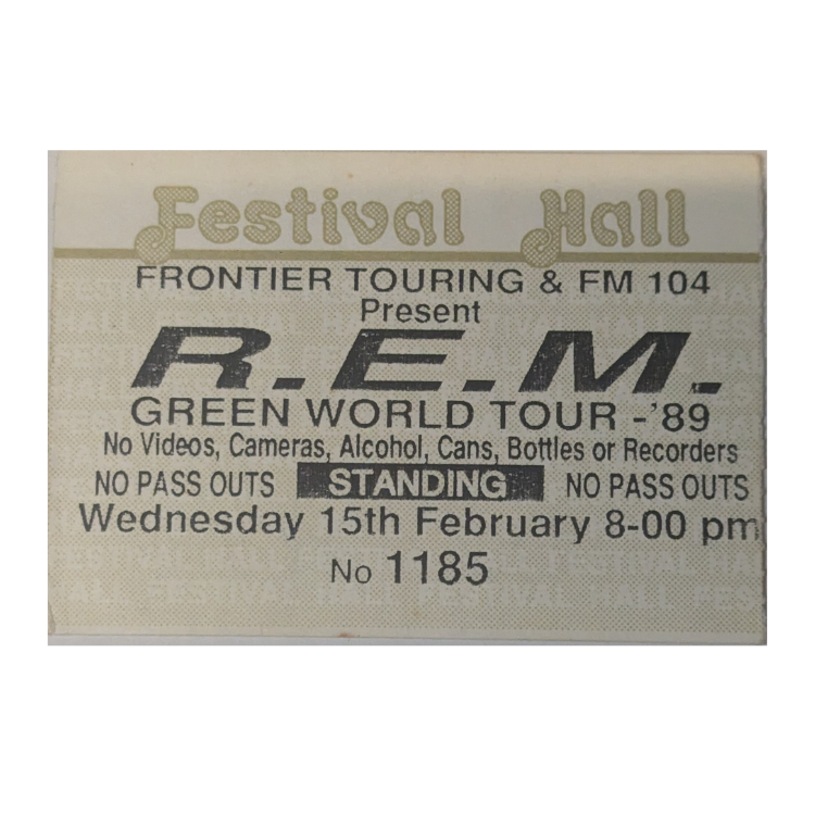 R.E.M. - Green Tour 1989 Original Vintage Concert Ticket Number 1185 ...