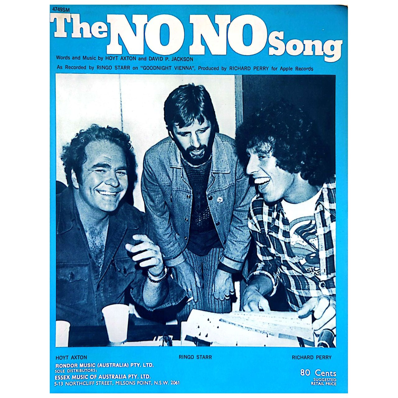 Ringo Starr - The No-No Song (1974) Australian Sheet Music (Vintage ...